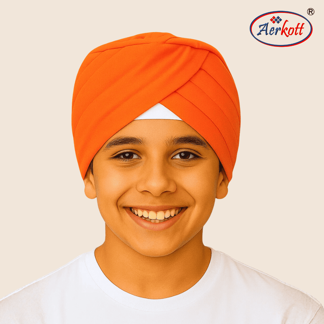 Aerkott Readymade Turban - Kesari | Ready-to-Wear Lycra Sikh Turban ...
